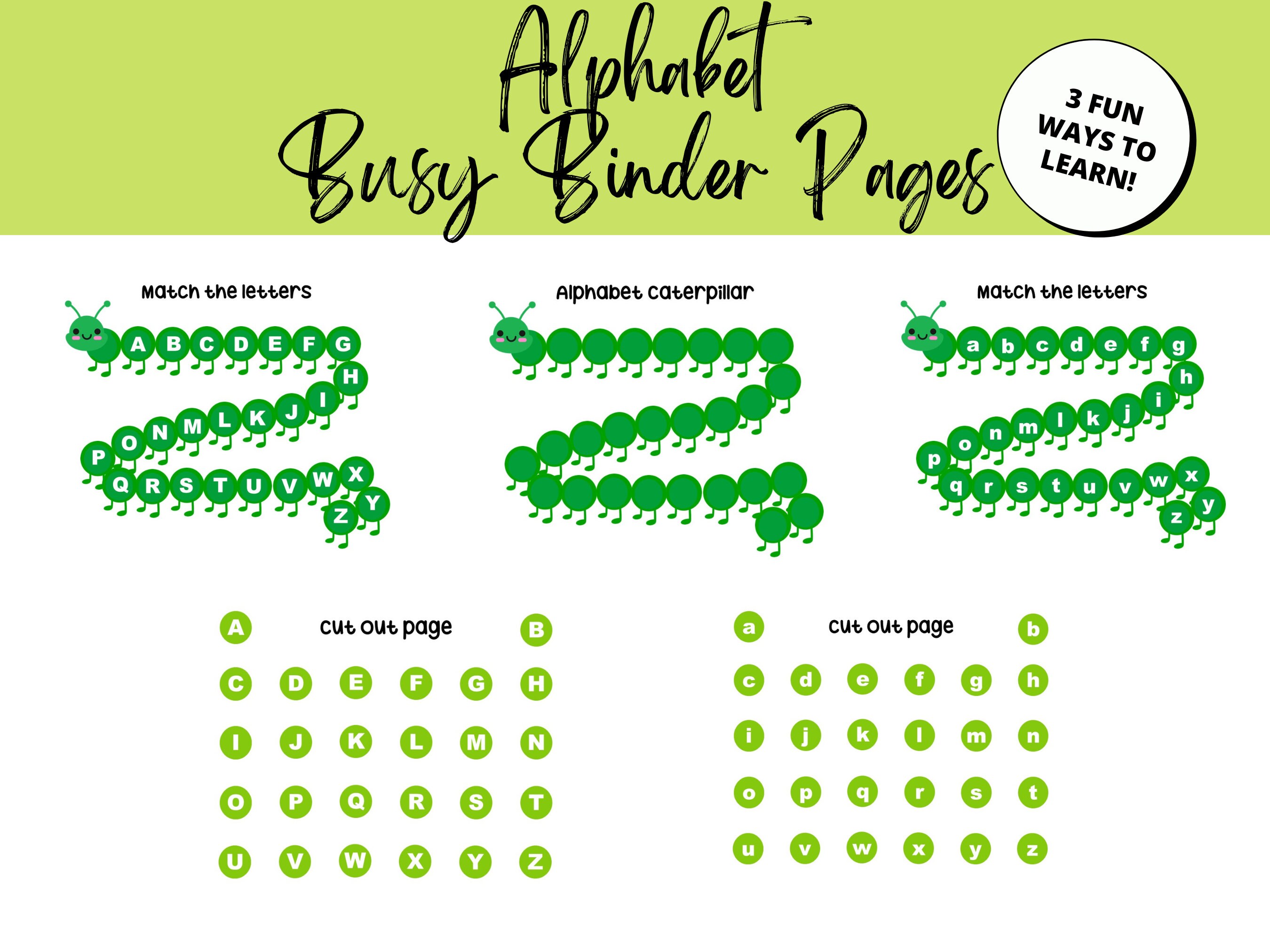 Alphabet Busy Book, Alphabet Busy Binder, Alphabet Matching Uppercase ...