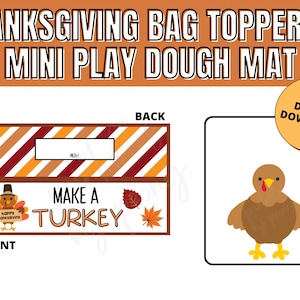 DIY Play Dough Turkey Kit Bag Toppers, Playdoh Printable Party Favor ...