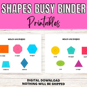 Shapes Printable Toddler Busy Book. Shape Matching Activities - Etsy