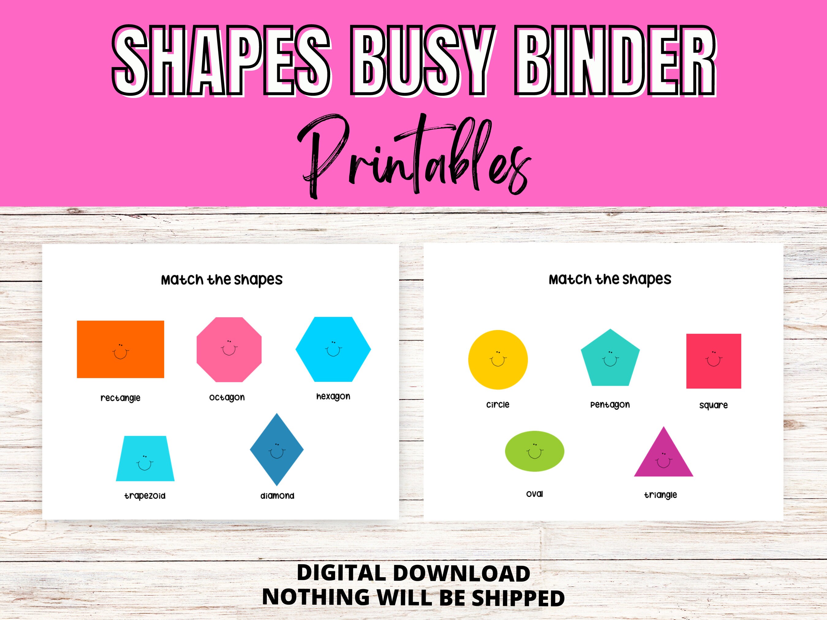 Shapes Printable Toddler Busy Book. Shape Matching Activities - Etsy