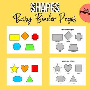 Shapes Printable Toddler Busy Book. Shape Matching Activities - Etsy