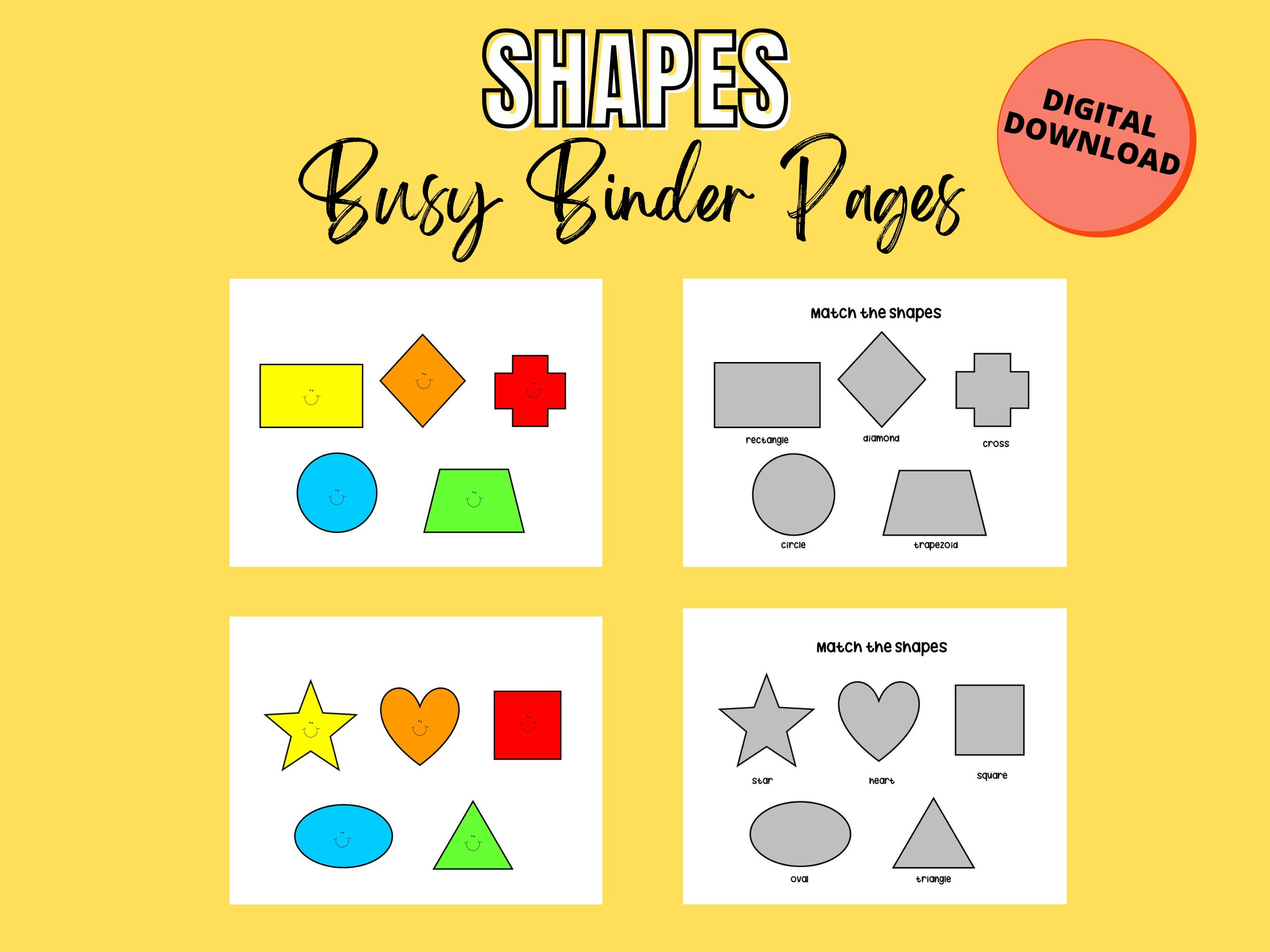 Shapes Printable Toddler Busy Book. Shape Matching Activities - Etsy