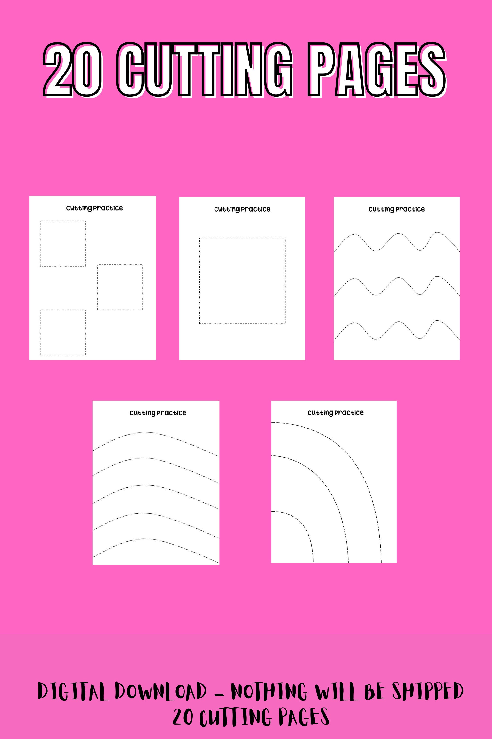 Scissor Skills Practice Sheets, Printable Cutting Practice, Fine Motor ...