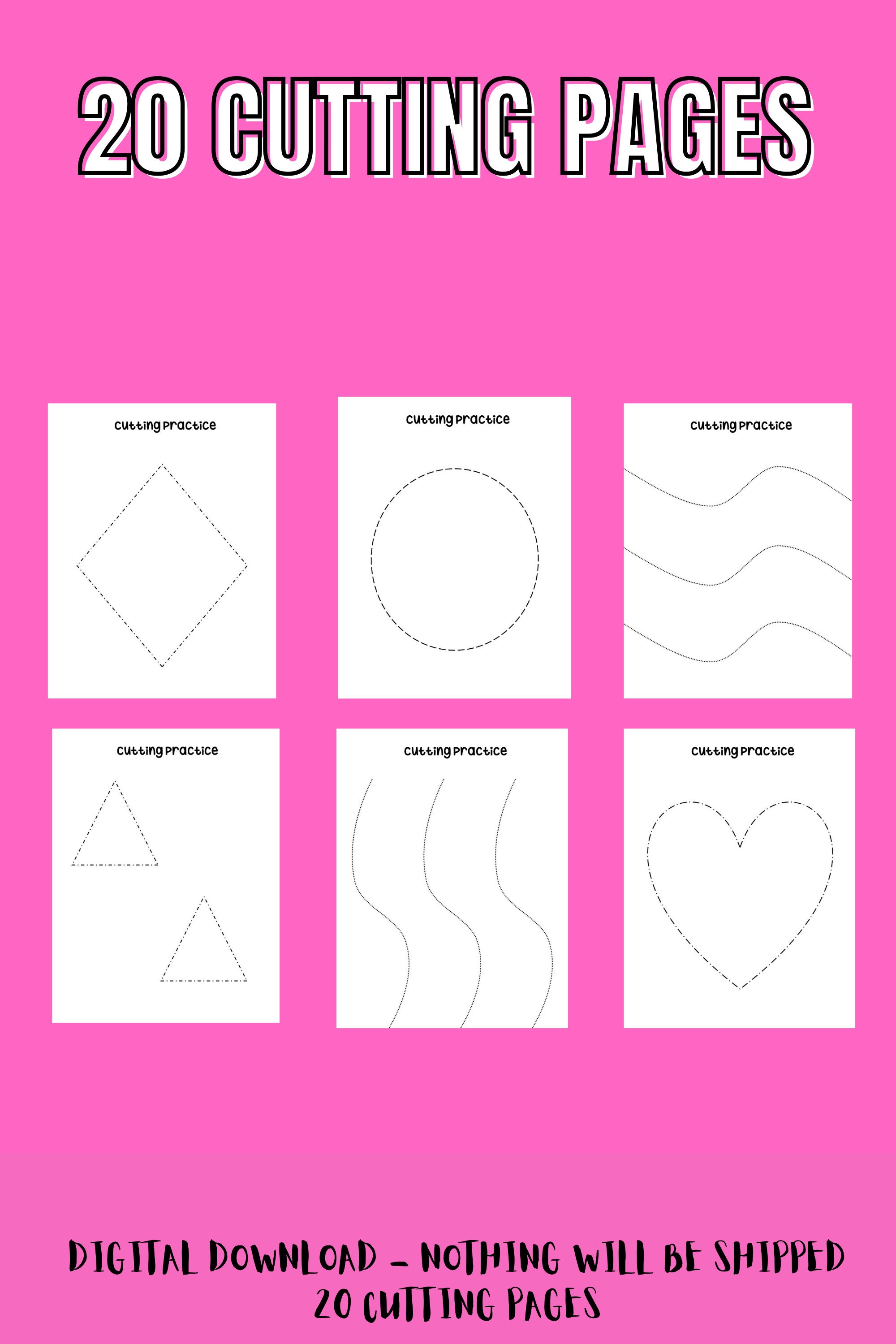 Scissor Skills Practice Sheets, Printable Cutting Practice, Fine Motor ...