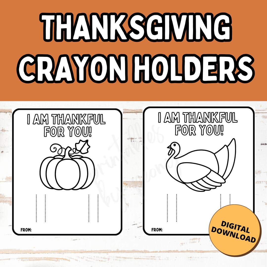 Thanksgiving Crayon Holder Party Favor, Fall Printable Mini Coloring ...