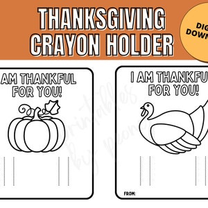 Thanksgiving Crayon Holder Party Favor, Fall Printable Mini Coloring ...