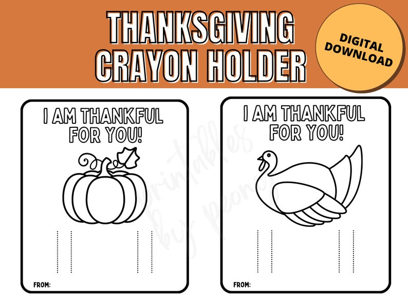 Thanksgiving Crayon Holder Party Favor, Fall Printable Mini Coloring ...