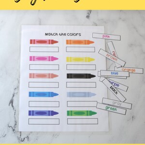 Busy Binder Crayons Color Match Up, Learning Colors, Crayons Printable ...