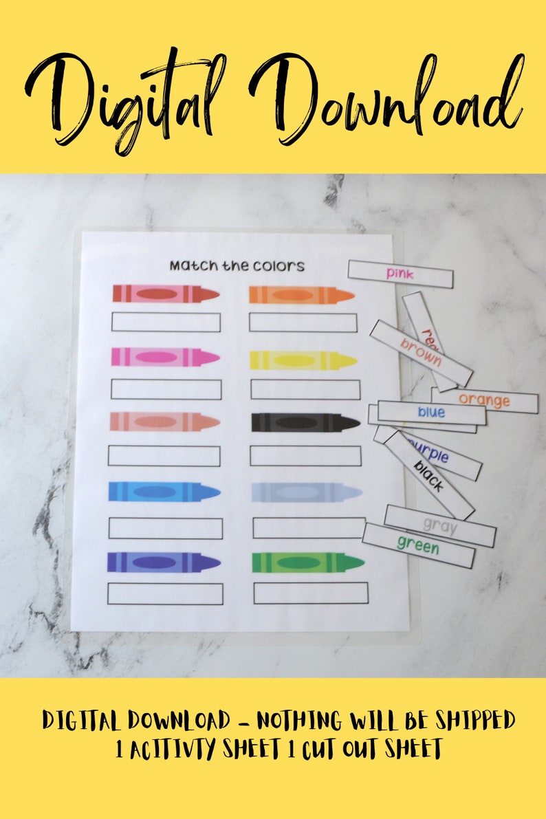 Busy Binder Crayons Color Match Up, Learning Colors, Crayons Printable ...