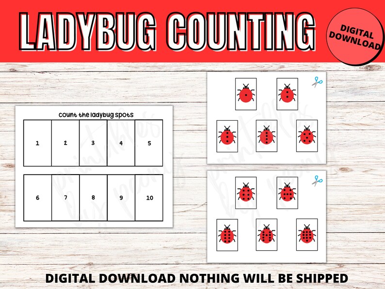 Ladybug Counting Activity, Counting Activities for Toddlers, Busy Book ...