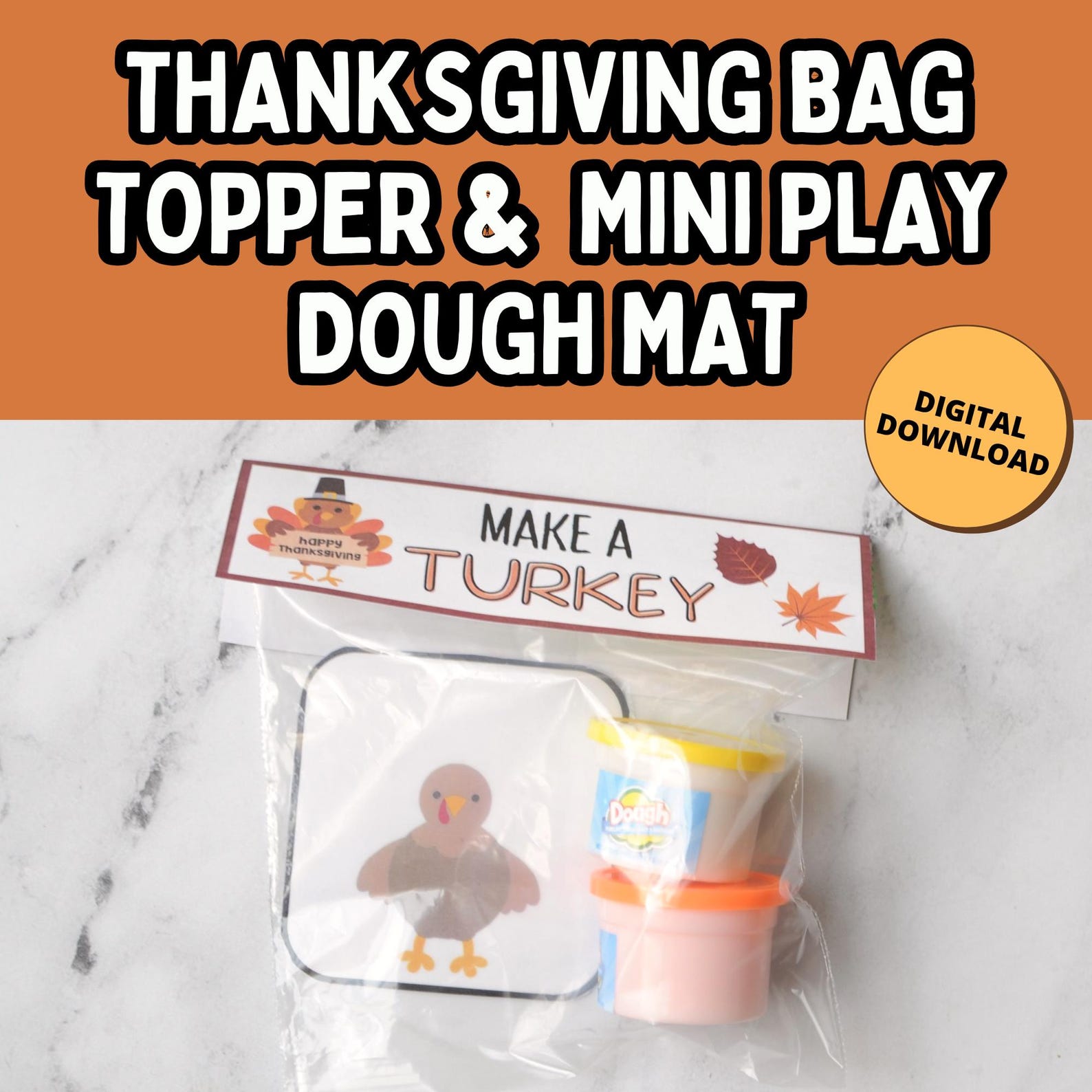 DIY Play Dough Turkey Kit Bag Toppers, Playdoh Printable Party Favor ...