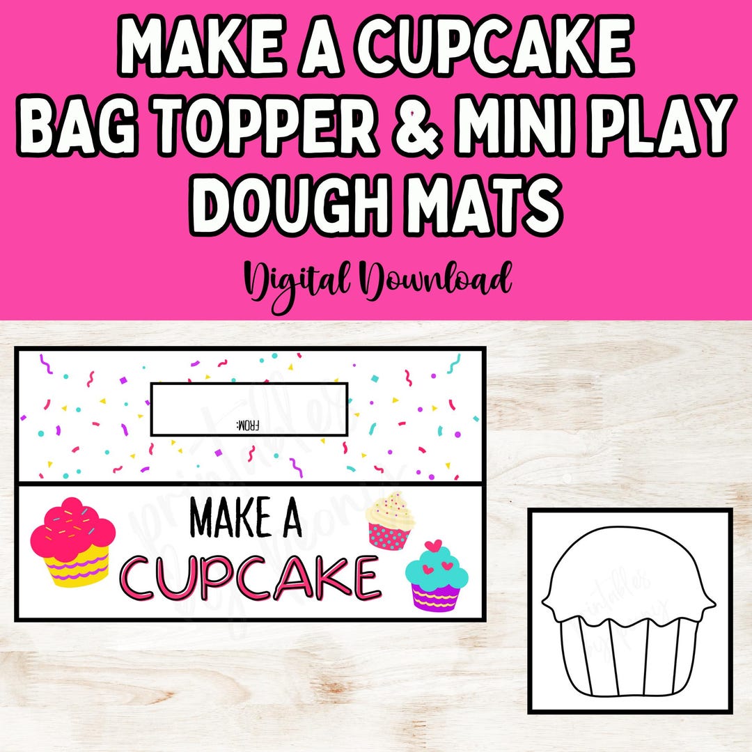 Cupcake Play Dough Birthday Kit Bag Toppers, Playdoh Printable Party ...