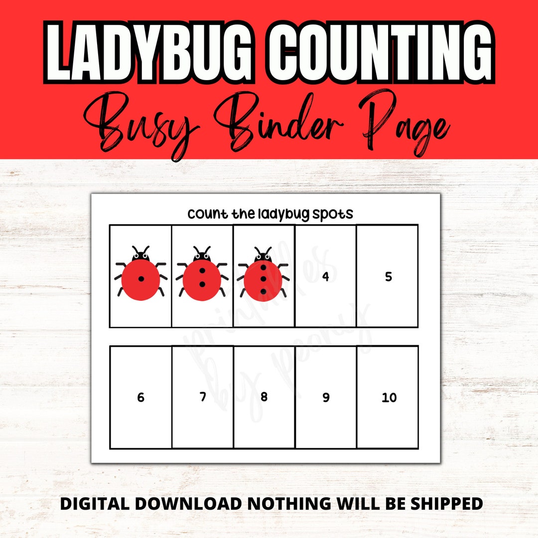 Ladybug Counting Activity, Counting Activities for Toddlers, Busy Book ...