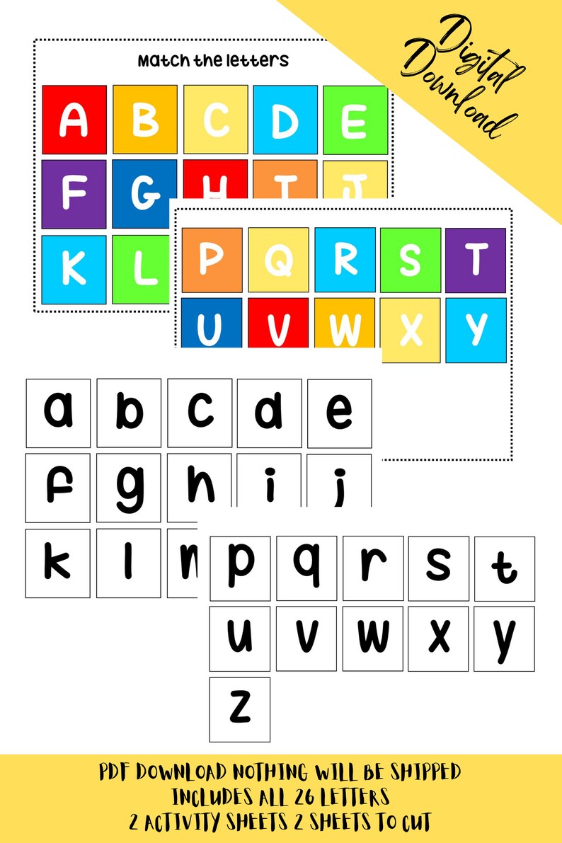 Colorful Alphabet Busy Binder Printable, Rainbow Alphabet Match ...