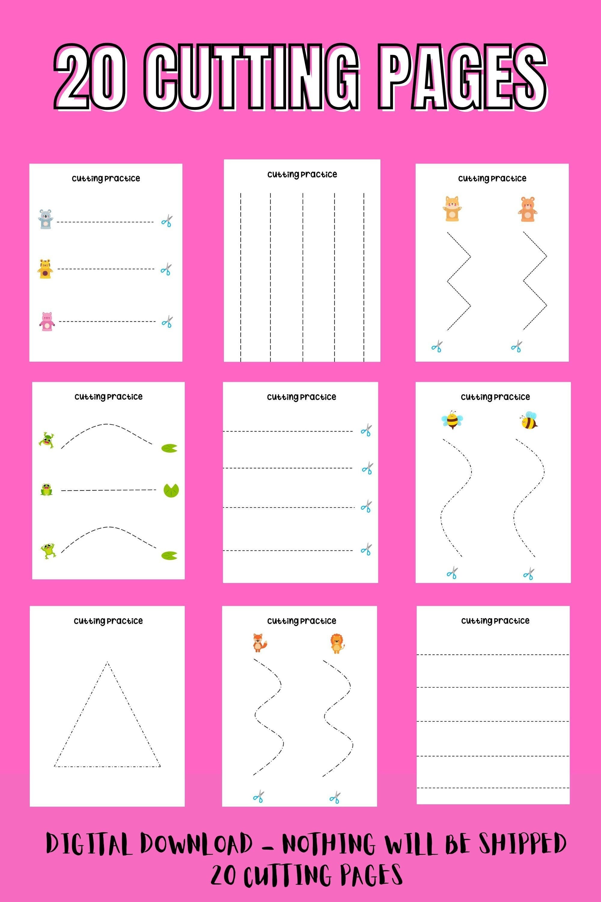 Scissor Skills Practice Sheets, Printable Cutting Practice, Fine Motor ...