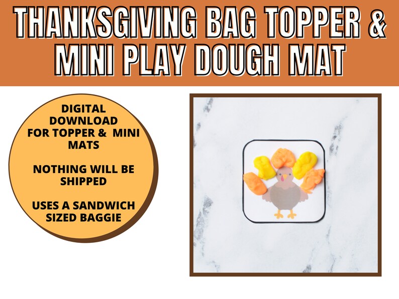 DIY Play Dough Turkey Kit Bag Toppers, Playdoh Printable Party Favor ...