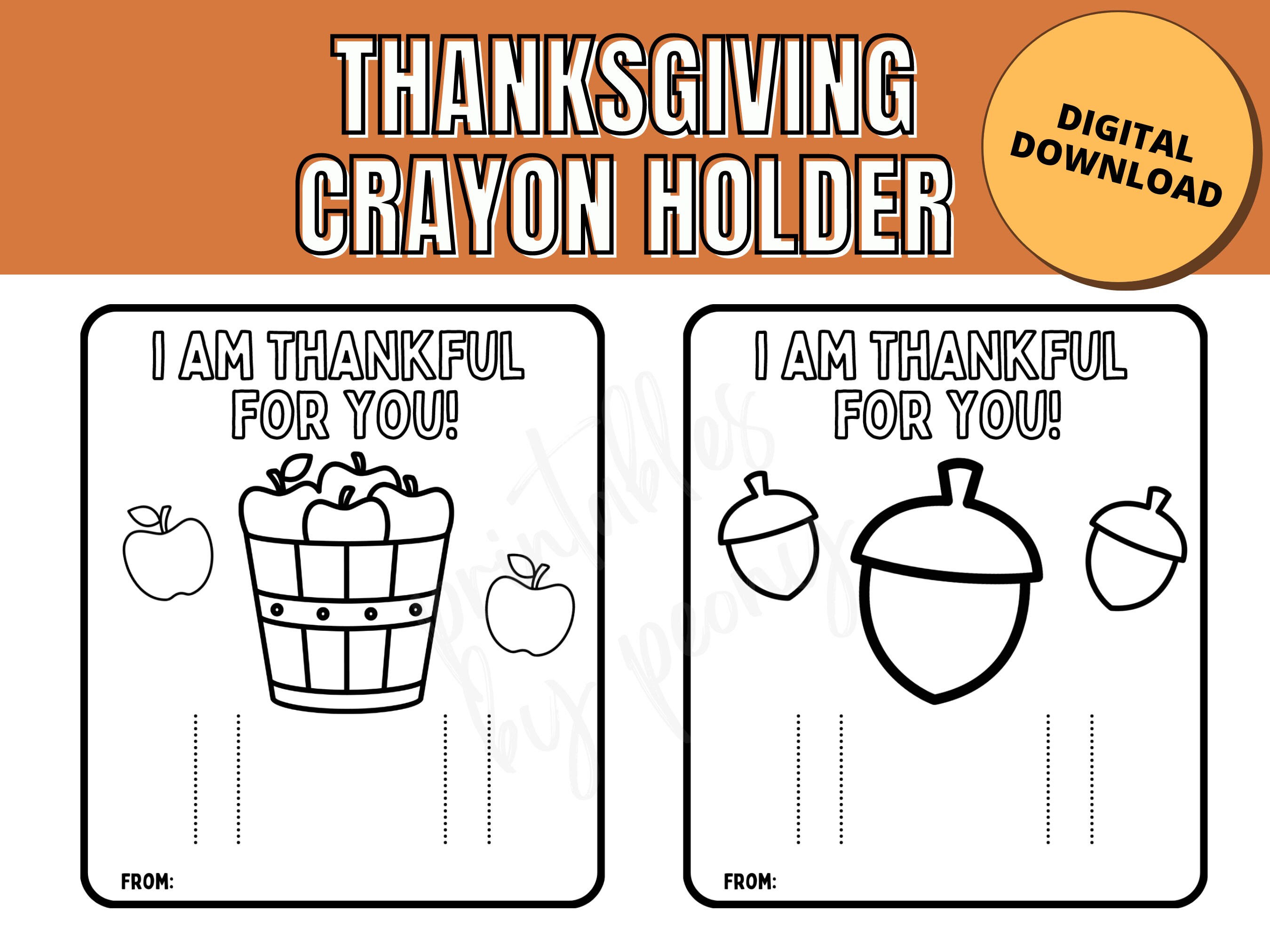 Thanksgiving Crayon Holder Party Favor, Fall Printable Mini Coloring ...