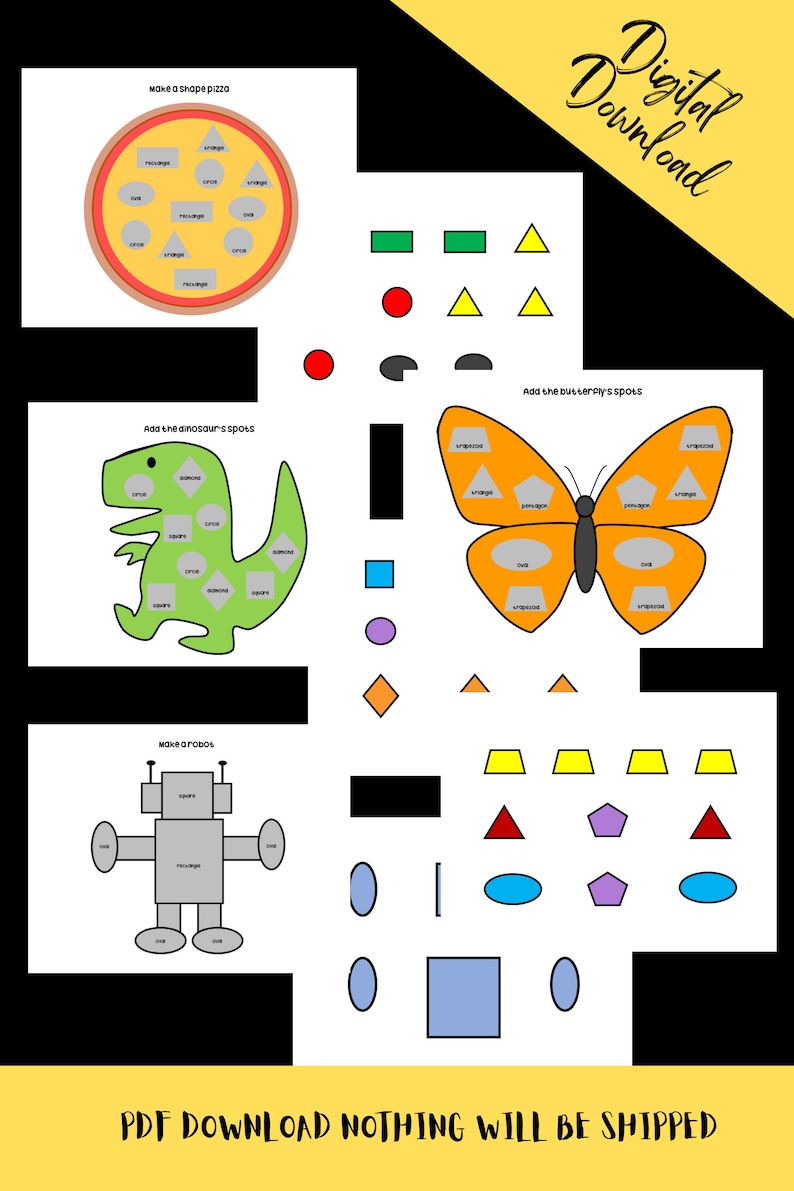 Shapes Printable for Busy Binders or Busy Book. Preschool Shapes ...