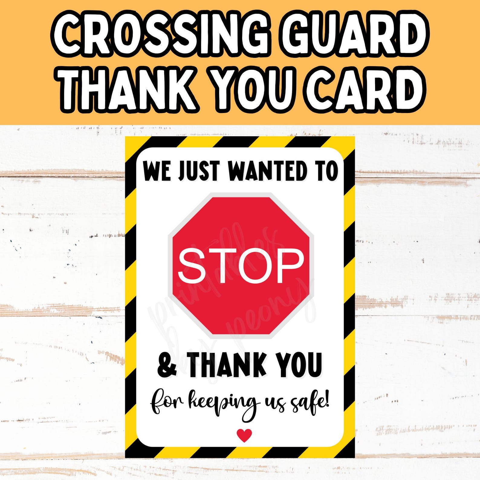 Printable Crossing Guard Thank You Card - Gift Card Holder for Crossing ...