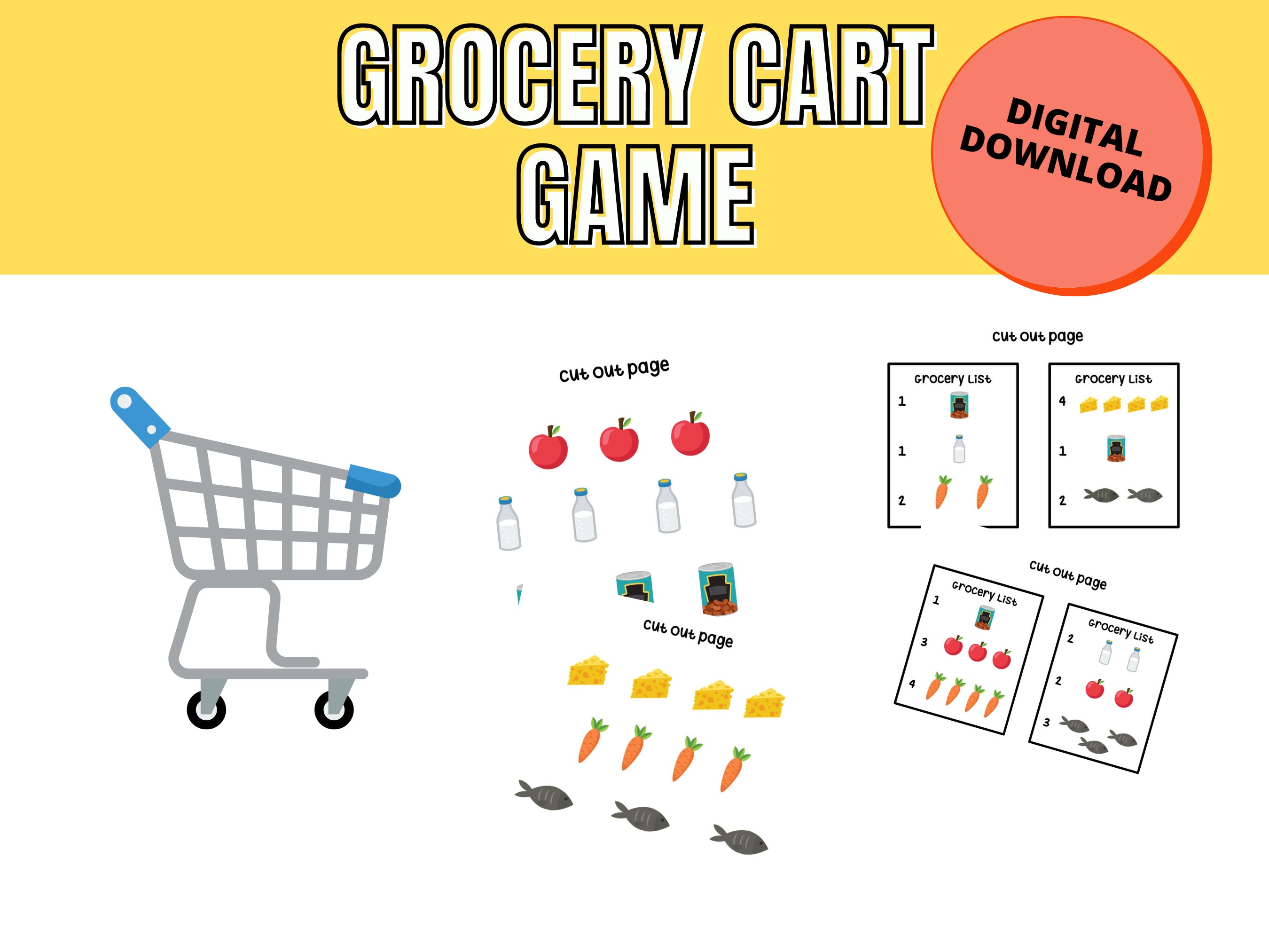 Shopping List Grocery Game, Pretend Play Educational Play, Busy Binder ...