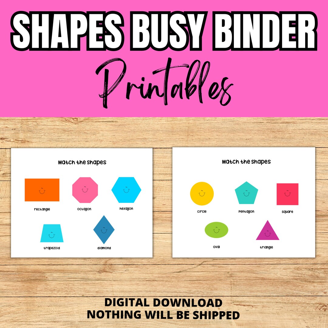 Shapes Printable Toddler Busy Book. Shape Matching Activities for ...