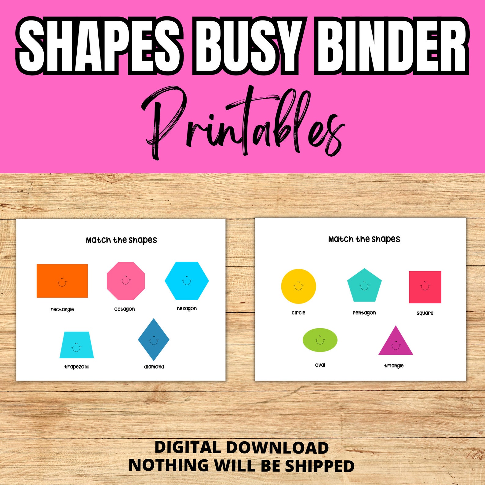 Shapes Printable Toddler Busy Book. Shape Matching Activities for ...