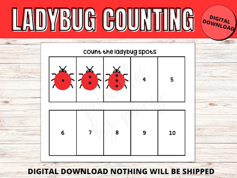 Ladybug Counting Activity, Counting Activities for Toddlers, Busy Book ...