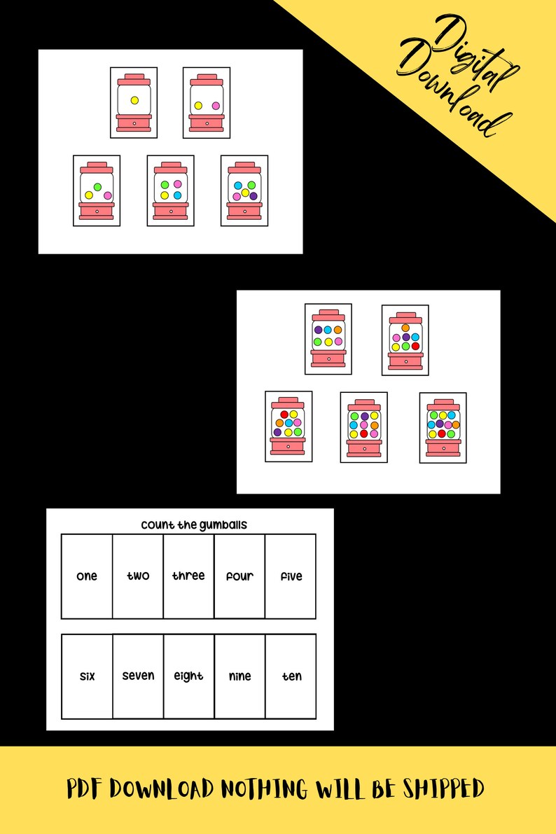 Gumball Numbers 1-10 & Counting Printable Busy Book. Gumball Numbers ...