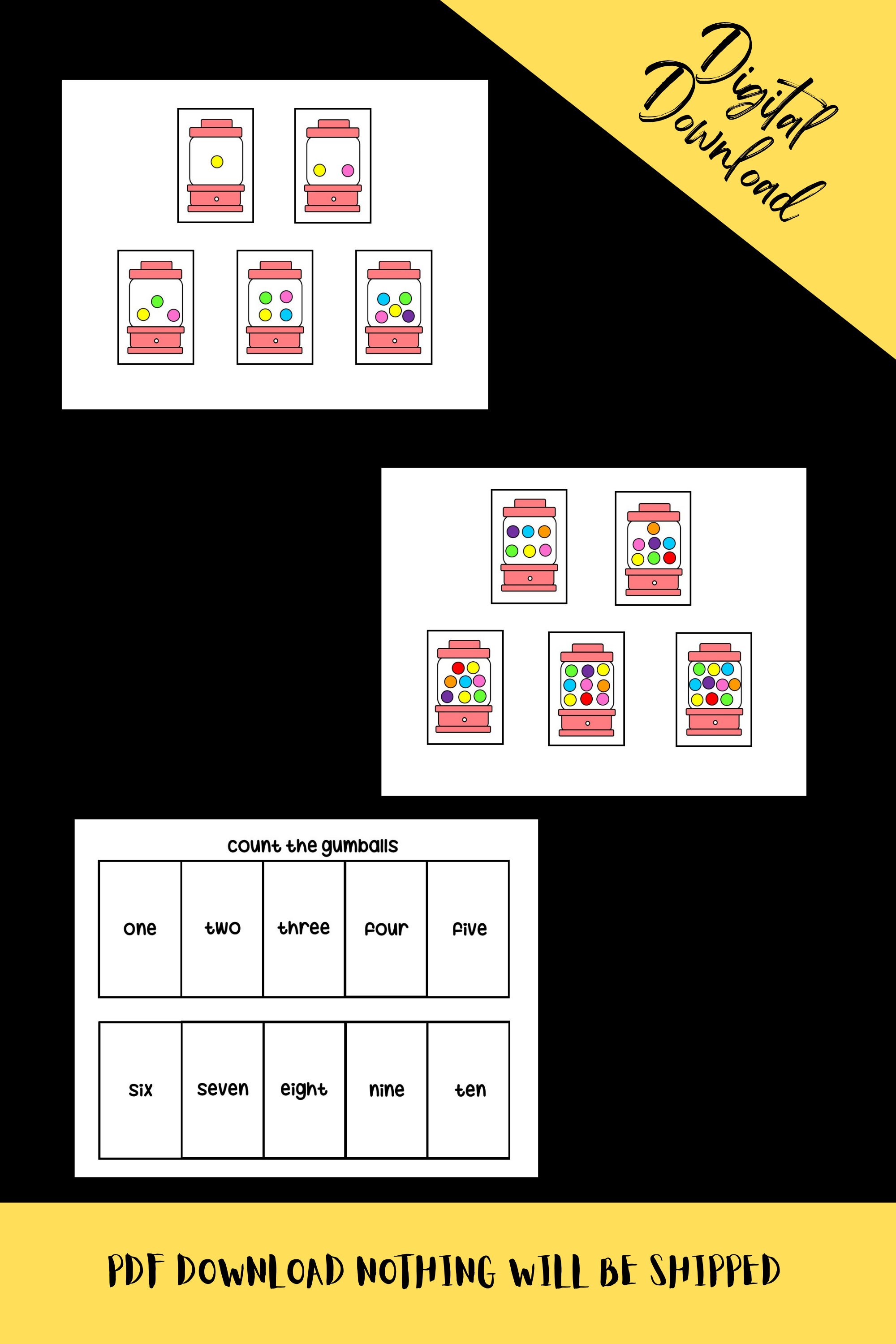 Gumball Numbers 1-10 & Counting Printable Busy Book. Gumball Numbers ...