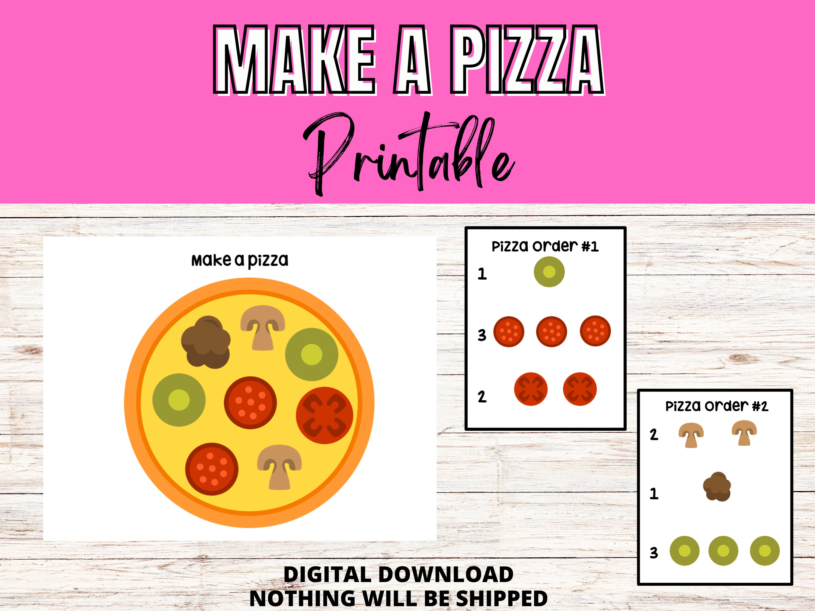 Printable Make Your Own Pizza Counting Game, Busy Binder, Printable ...