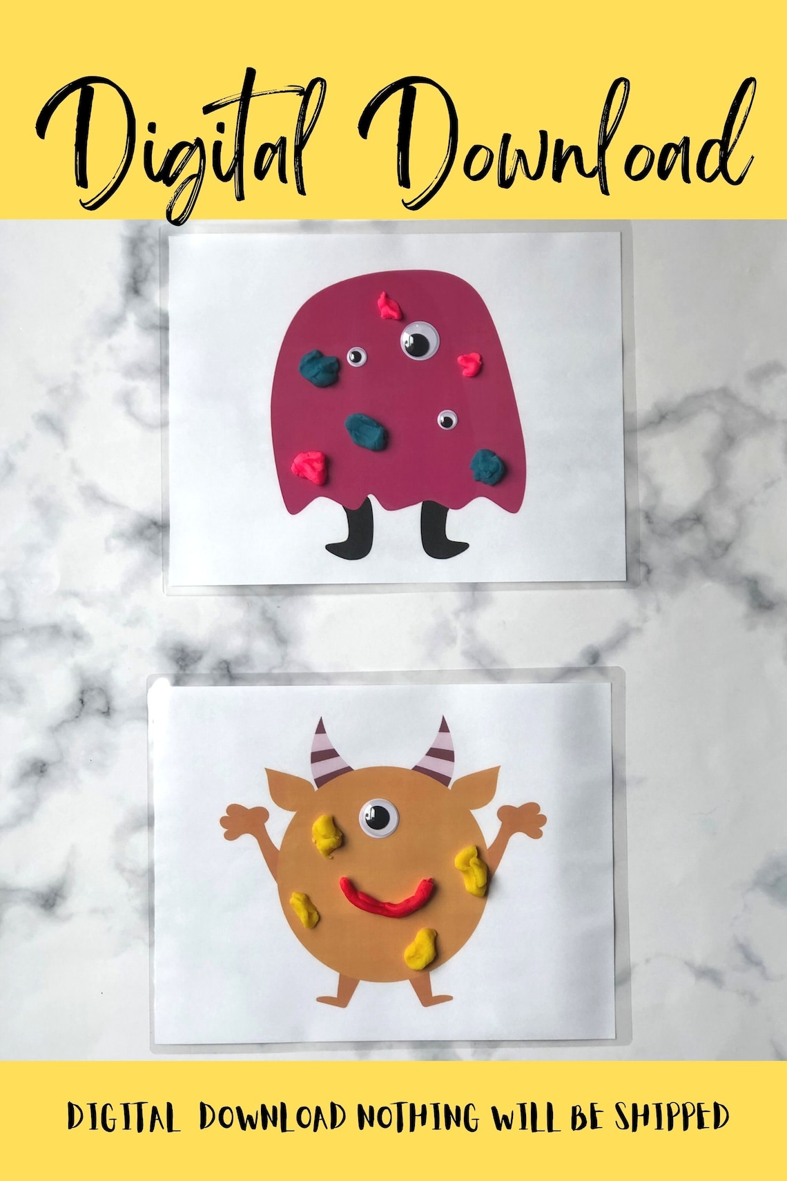 Monster Playdough Mat Printable, Playdough Activity Mat, Toddler ...