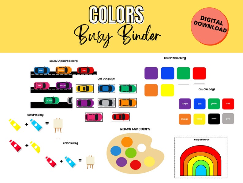 Color Matching Printable, Busy Binder Colors Printable, Color Sorting ...