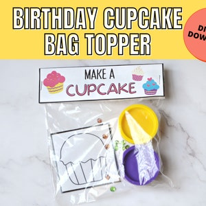 Cupcake Play Dough Birthday Kit Bag Toppers, Playdoh Printable Party ...