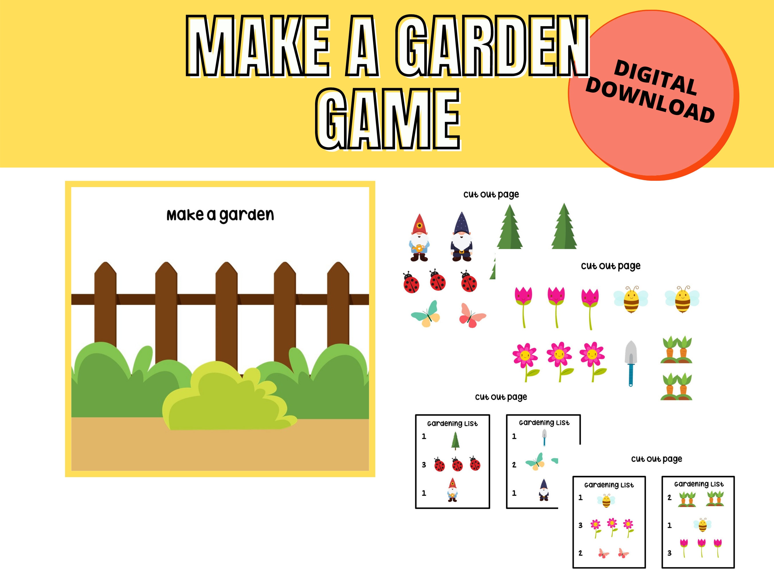 Garden Printable for Kids, Busy Binder Printable, Busy Book Game ...