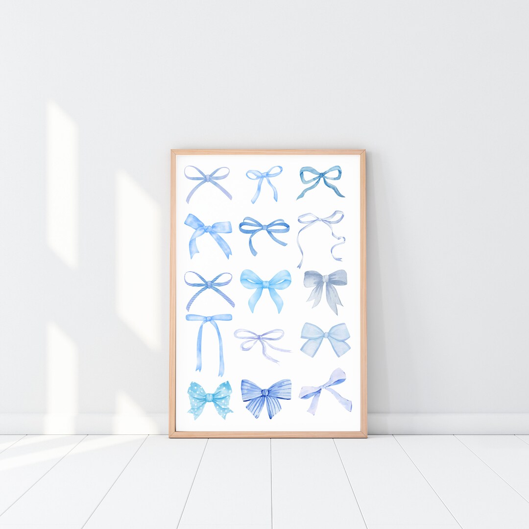 Cutesy Blue Bow Poster Cute Aesthetic Blue Girly Coquette Poster ...