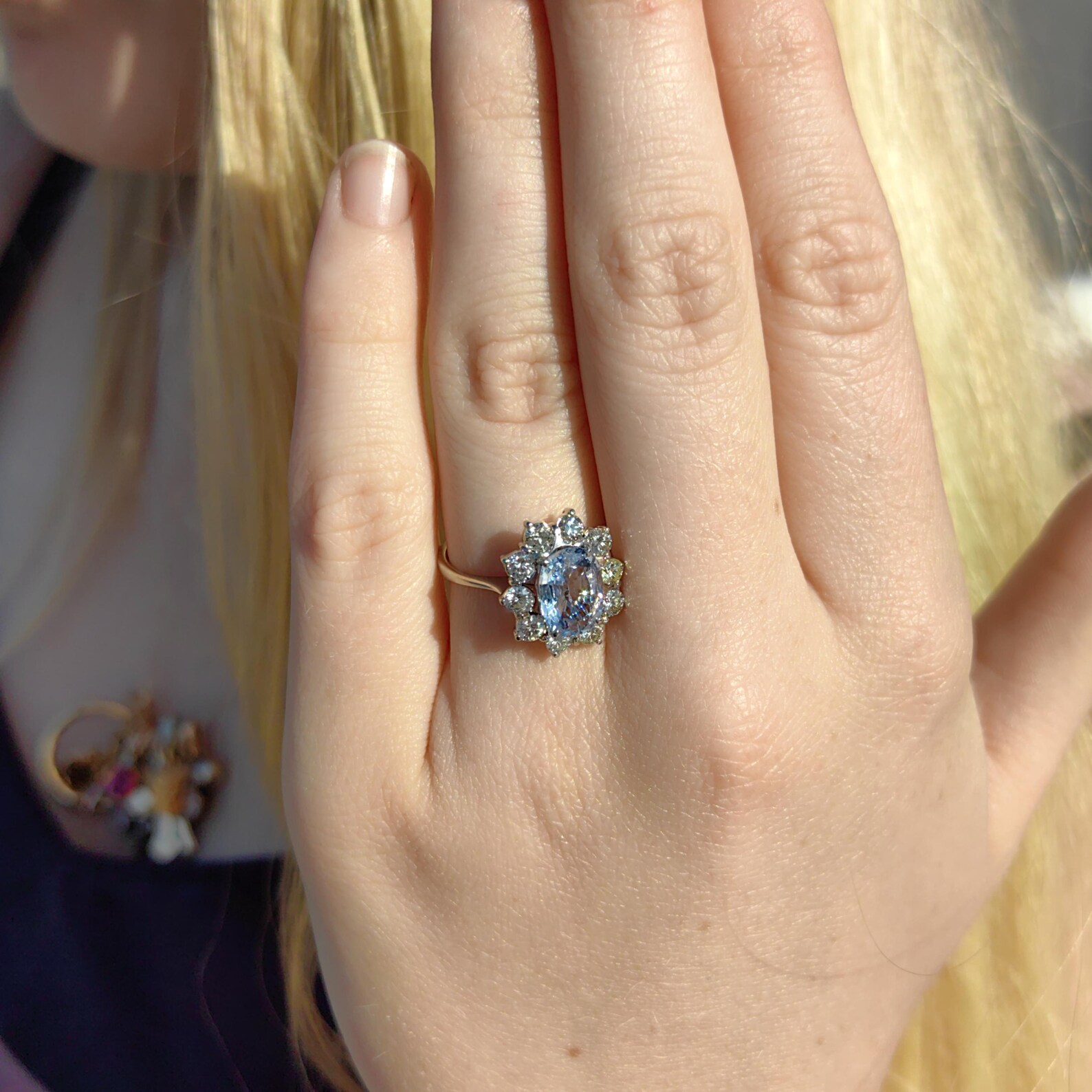 Mid Century Icy Cornflower Blue Sapphire Diamond Ring: 18k White Gold ...