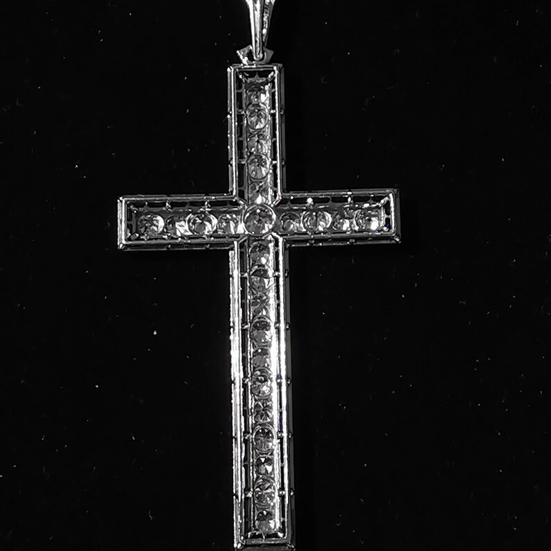 1920s Art Deco Platinum Cross Pendant: Diamond & Sapphire Antique - Etsy