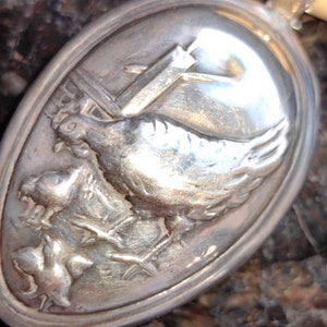 Victorian 1880s Antique Vintage Chicken Themed Solid Silver and Bone ...