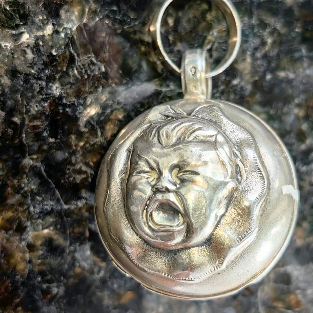 Victorian 1880s Antique Vintage Solid Silver Crying Baby Rattle ...