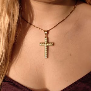 Vintage Solid 14k Yellow Gold Greek Key Cross, Christian Cross Pendant ...
