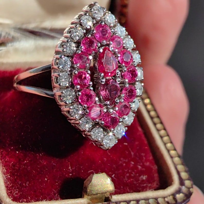 Vintage Antique Art Deco Ruby and Diamond Ring - Etsy