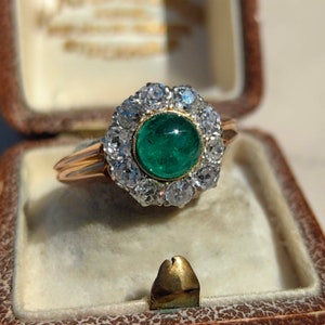Victorian 1880s Antique Vintage Emerald and Diamond 18k Solid 750 ...