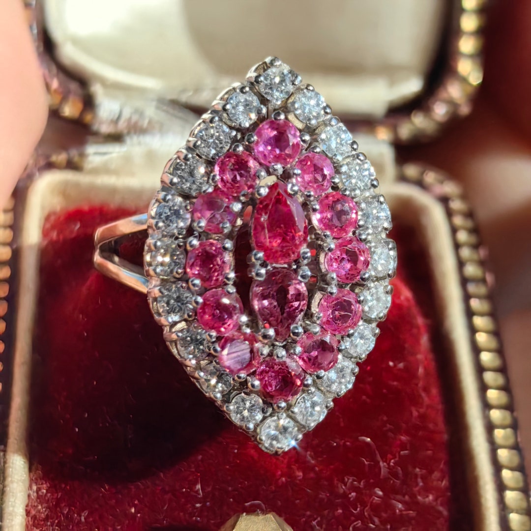 Vintage Antique Art Deco Ruby and Diamond Ring - Etsy