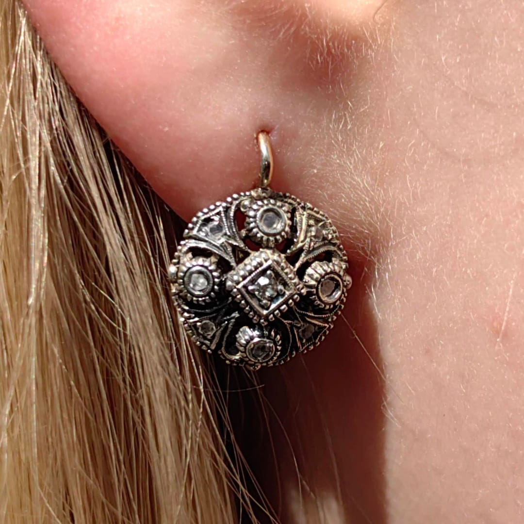 Antique Art Deco 1920s Vintage Diamond Solid 18k Hallmarked Yellow Gold ...