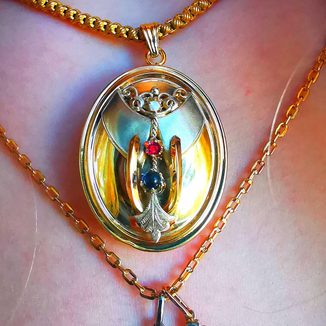 Victorian Gold Plated Silver Locket Pendant for Two Photos With ...