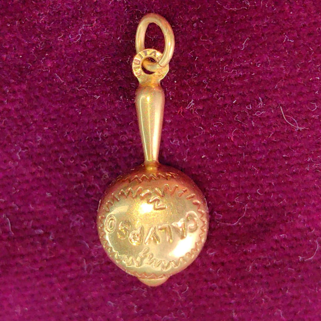 Vintage 18K Gold Maracas Charm Pendant - Calypso Engraved - Etsy