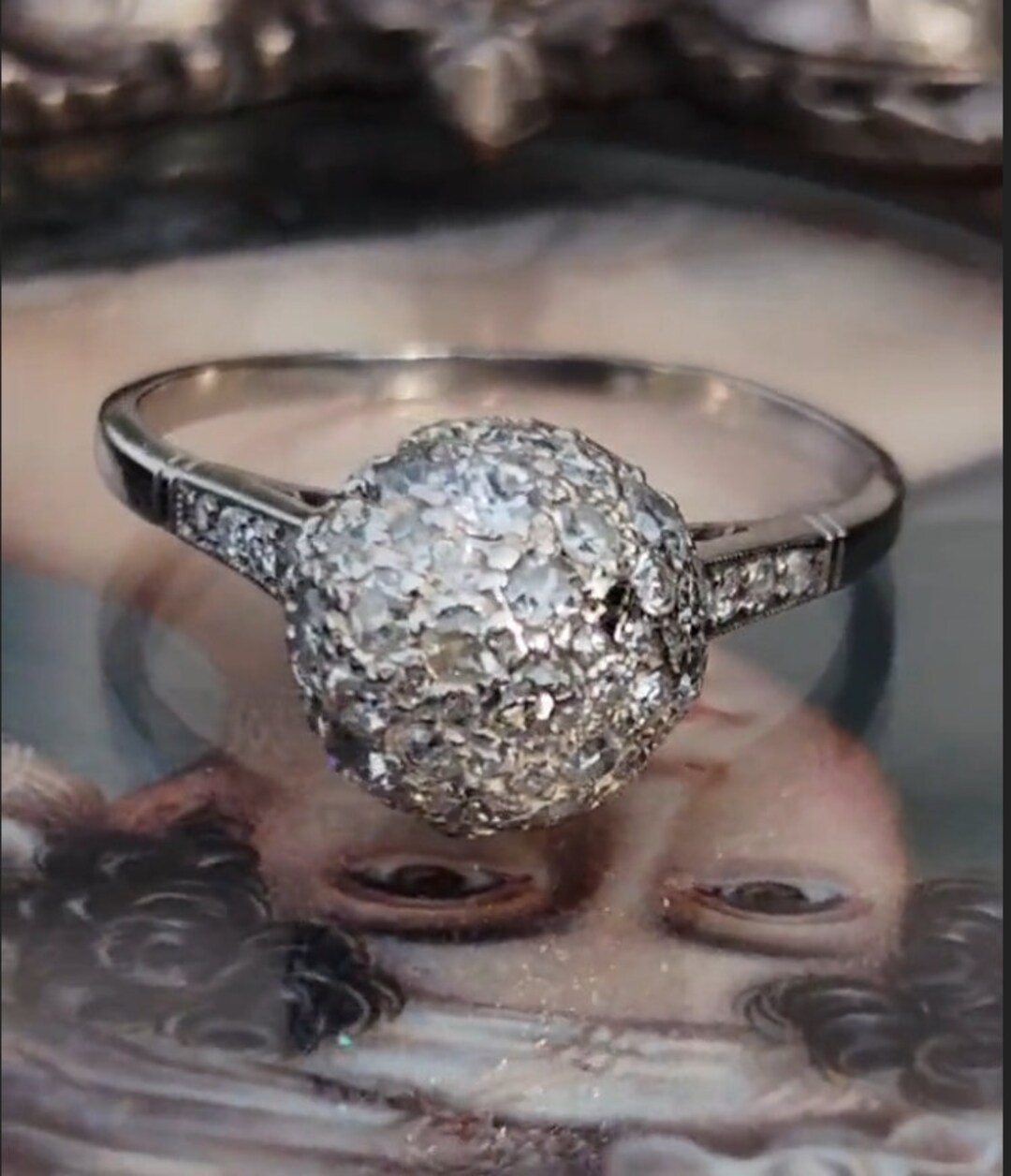 Art Deco Platinum Diamond Globe Ring: 1930s Antique Pavé Engagement - Etsy