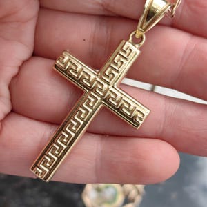 Vintage Solid 14k Yellow Gold Greek Key Cross, Christian Cross Pendant ...