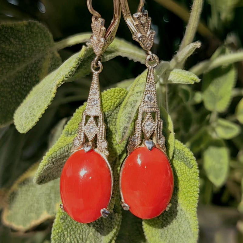 Coral Drop Earrings - Etsy