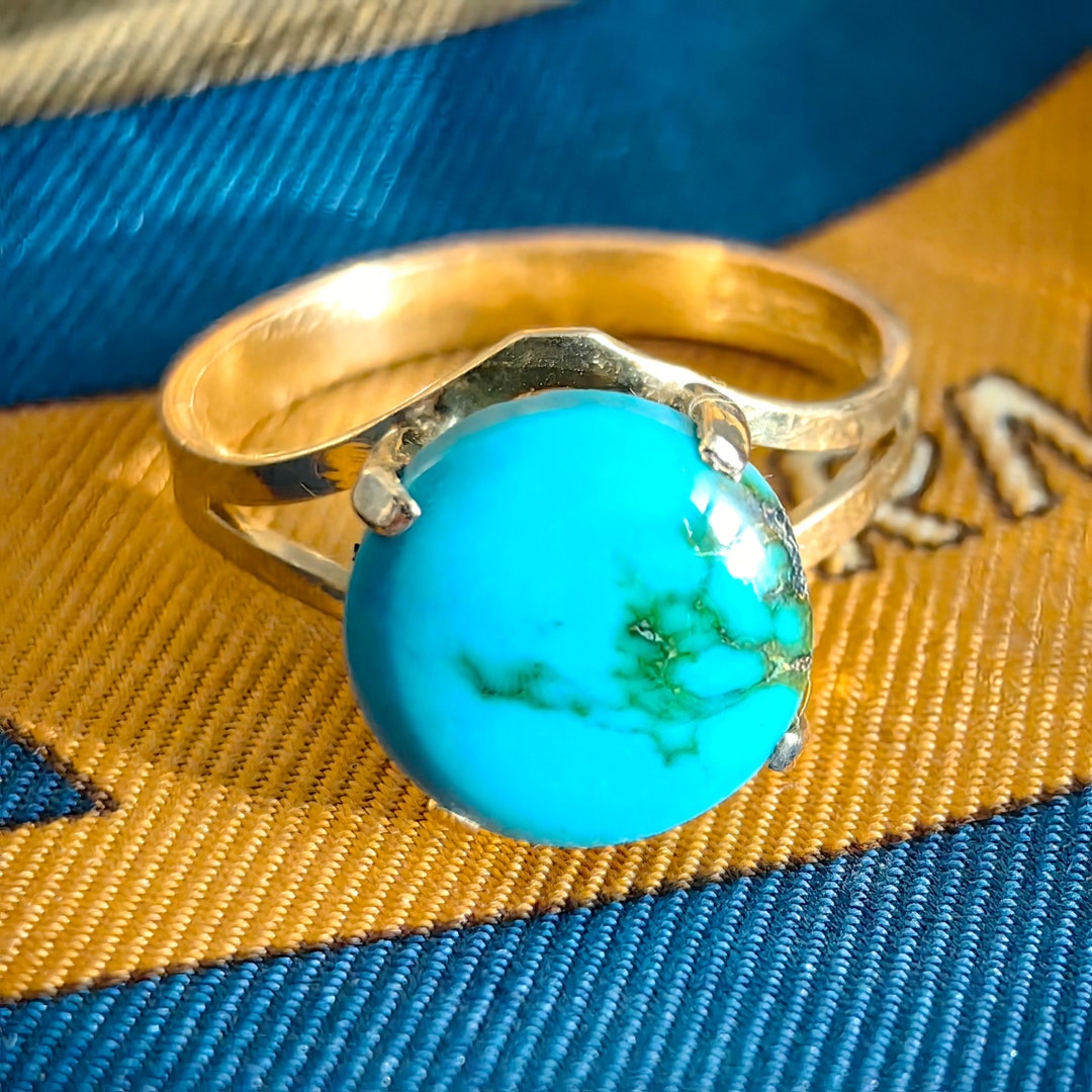 Antique Vintage Turquoise 18k Gold Ring With Swedish Hallmarks - Etsy